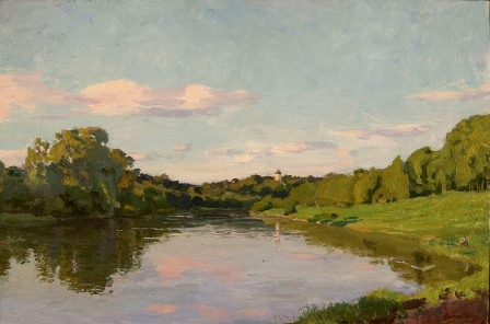 Yatsenko - Rosy Sunset, Volga River | 20th Century Russian Art